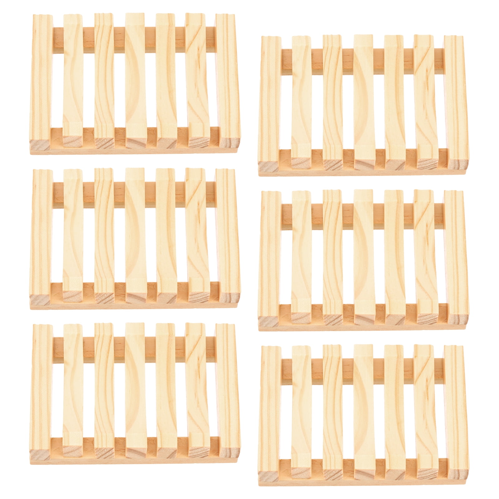 Wooden Soap Tray, 6Pcs - Wooden Soap Dish, Self Draining Natural Bamboo ...