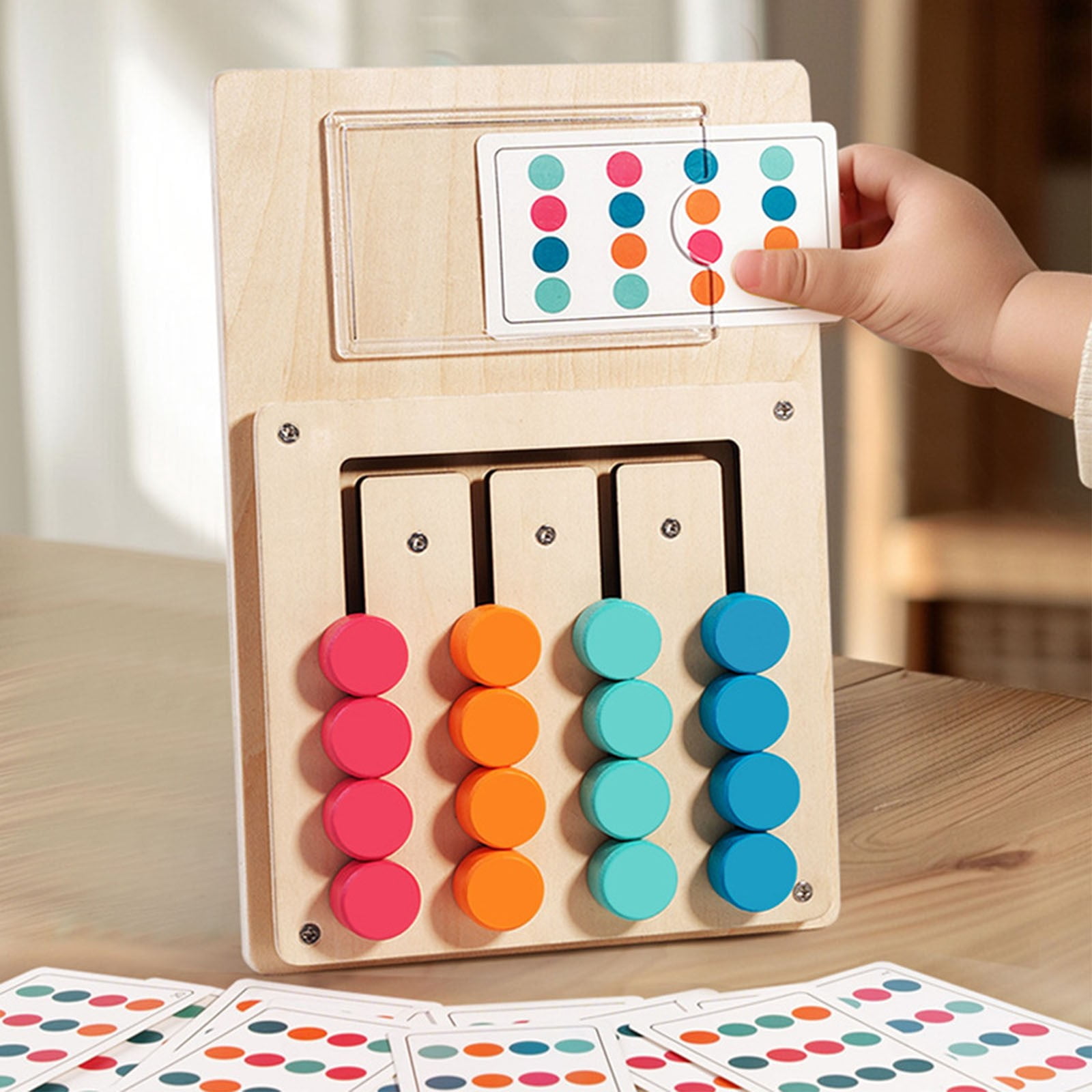 Wooden Sorting Game Educational Puzzle | Four-Color Position Board | 12 ...
