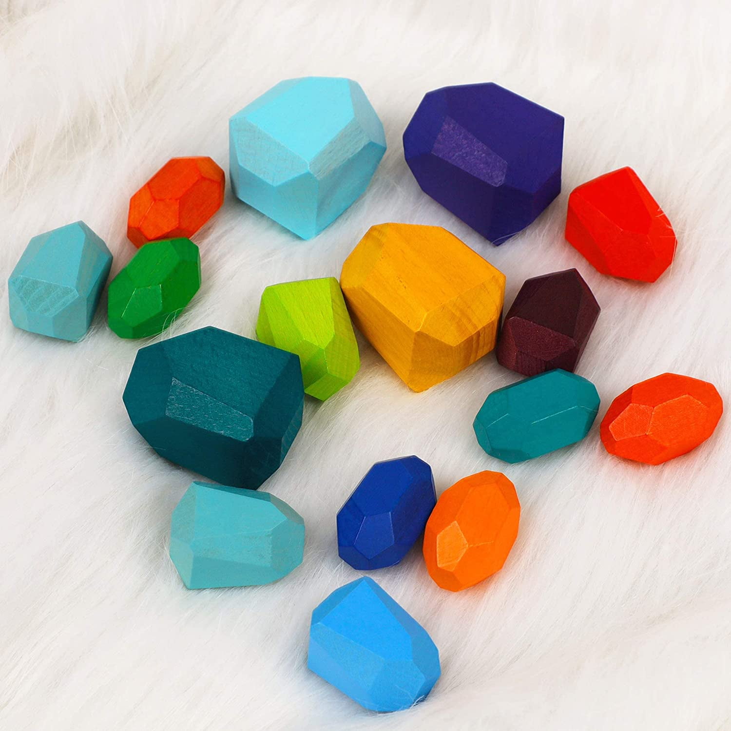 Wooden Sorting Stacking Rocks Stones,Safe for Ages 1+,Toddler Toys ...