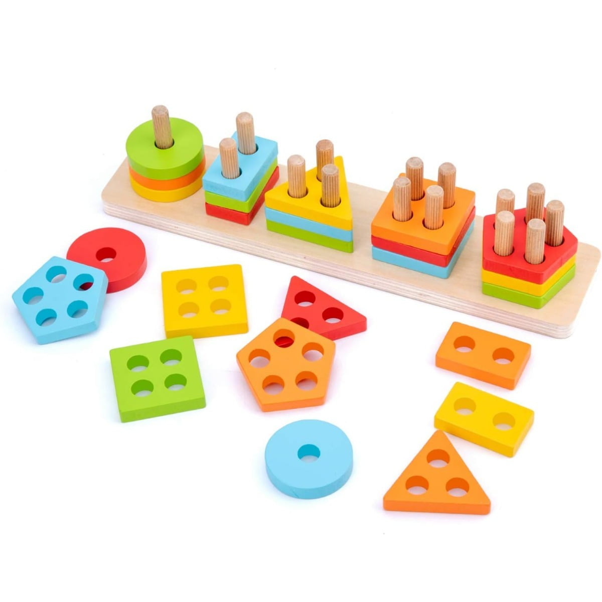 Wooden Sorting & Stacking Toy, Shape Sorter Toys for Toddlers ...