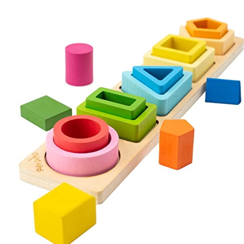Wooden Sorting & Stacking Toys for Toddlers - Educational Shape and ...
