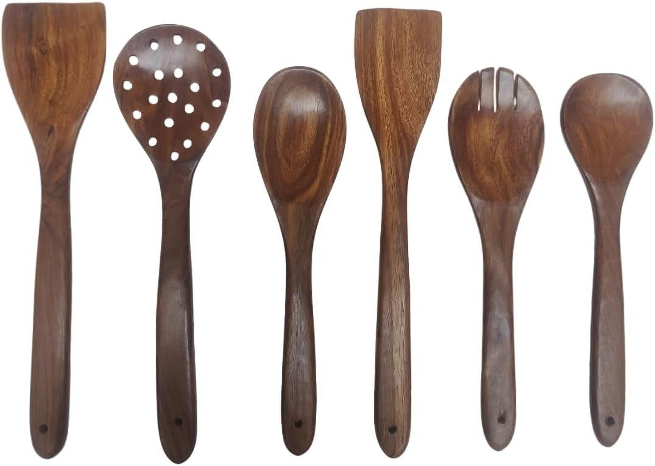 Wooden Spatula Spoons Set for Cooking & Serving | Teak Wood Spatulas ...