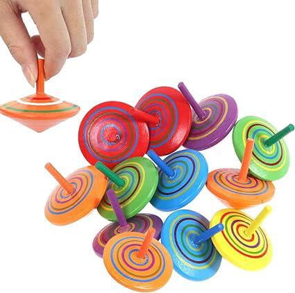 Wooden Spinning Tops, 30 Pieces Spinning Tops Toys for Kids (Random ...