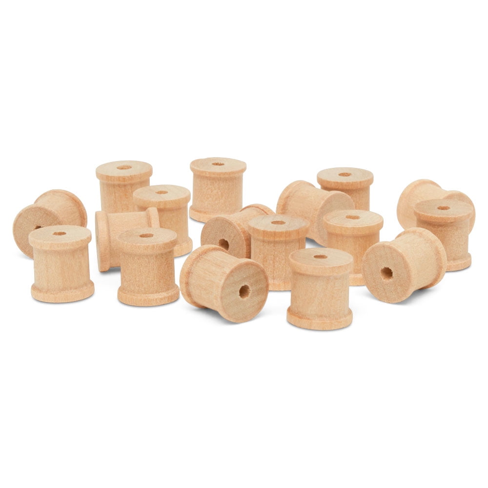 Wooden Spools 1/2 x 1/2 inch Pack of 100 Unfinished Mini Birch Wood ...