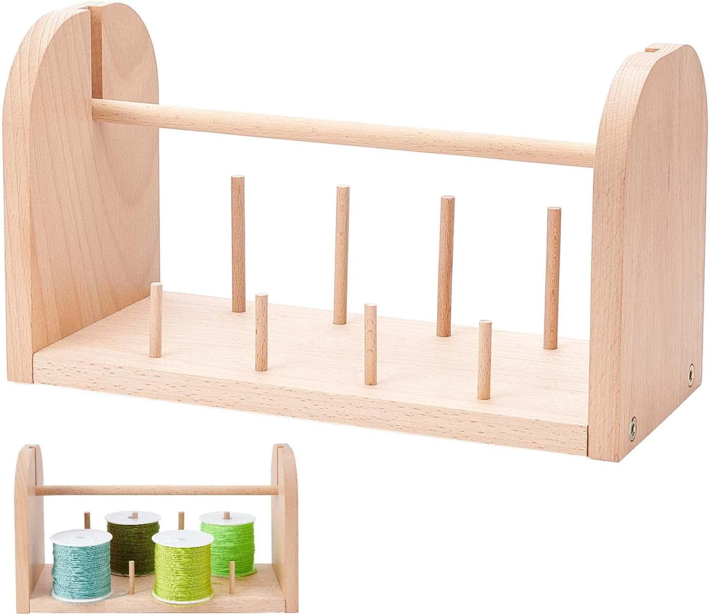 Wooden Spools Holder Set with Iron Screws Wrench Wooden Thread Rack for ...