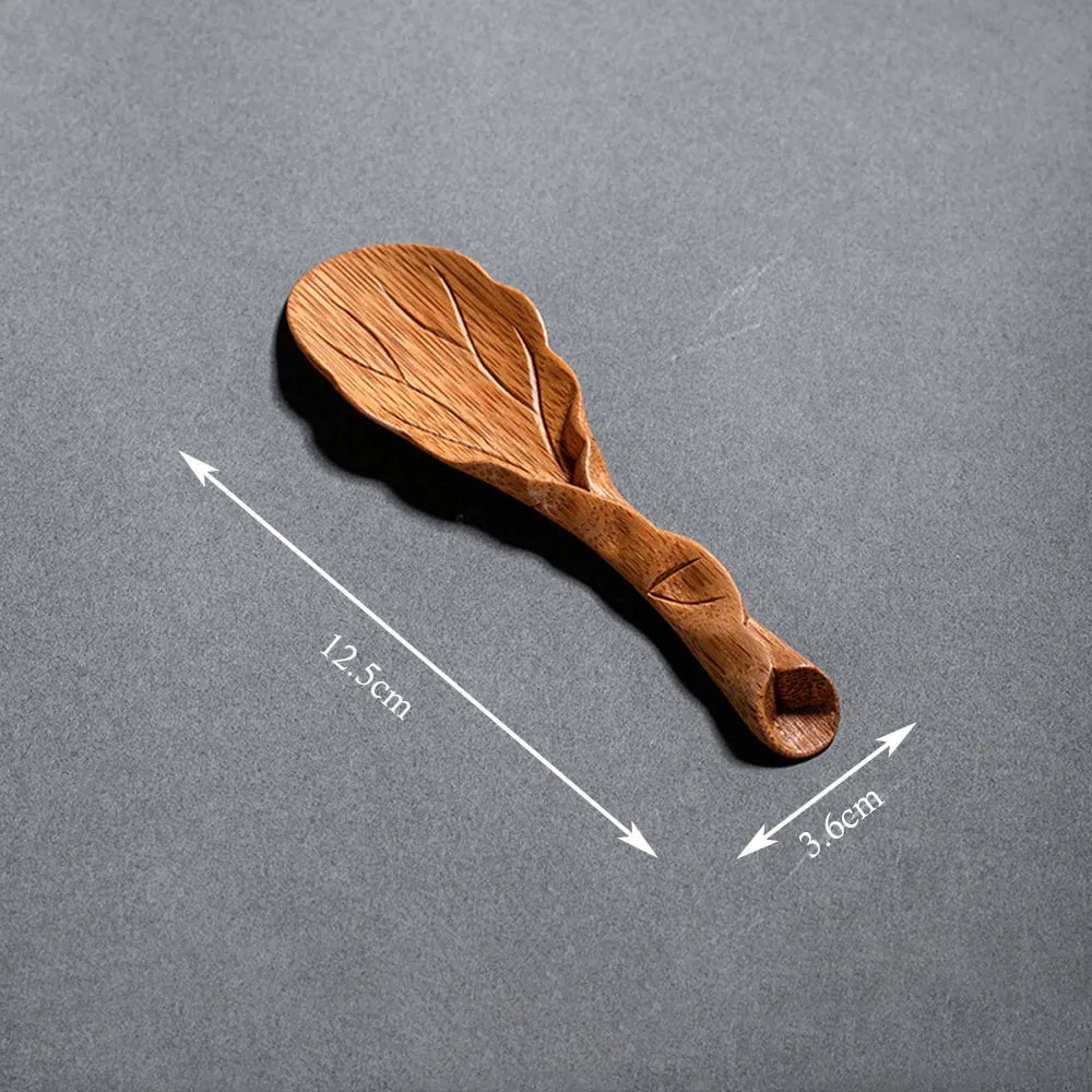 Wooden Spoon Bamboo Spoon Tableware Tea Set Chinese Kung Fu Wood Bamboo Creative Lotus Leaf Leaf ...
