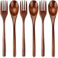 Wooden Spoon and Fork for Eating Utensil Set Lunch Wood Cutlery ...