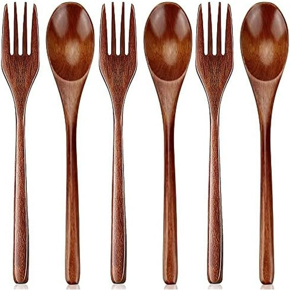 Wooden Spoon and Fork for Eating Utensil Set Lunch Wood Cutlery ...