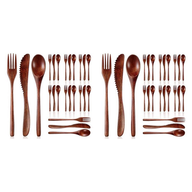 Wooden Spoon Fork Knife Cutlery Set Wooden Dinner Utensil Set Kitchen ...