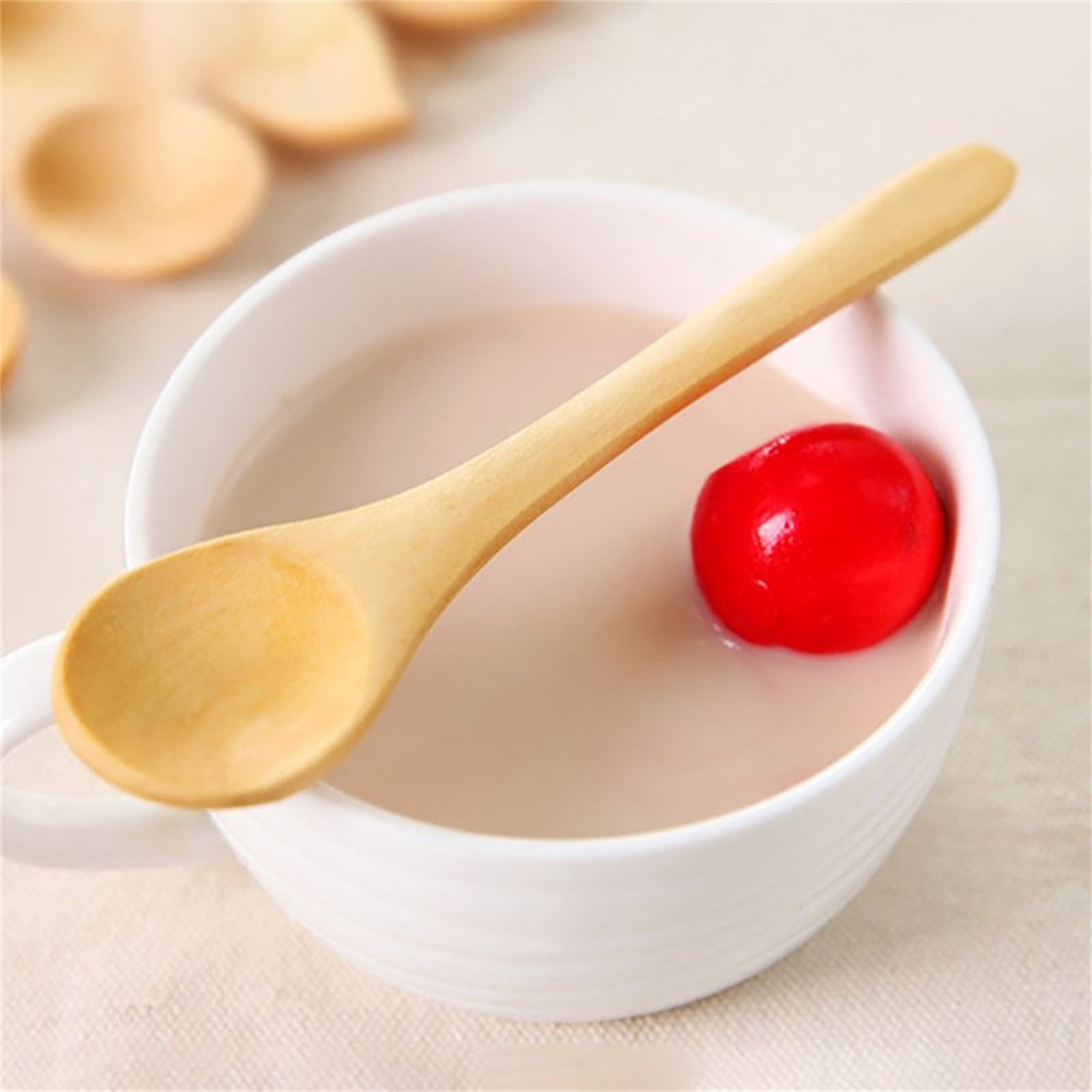 DMHW74S Wooden Spoon Size Multi Purpose Teaspoon Seasoning Coffee Tea ...