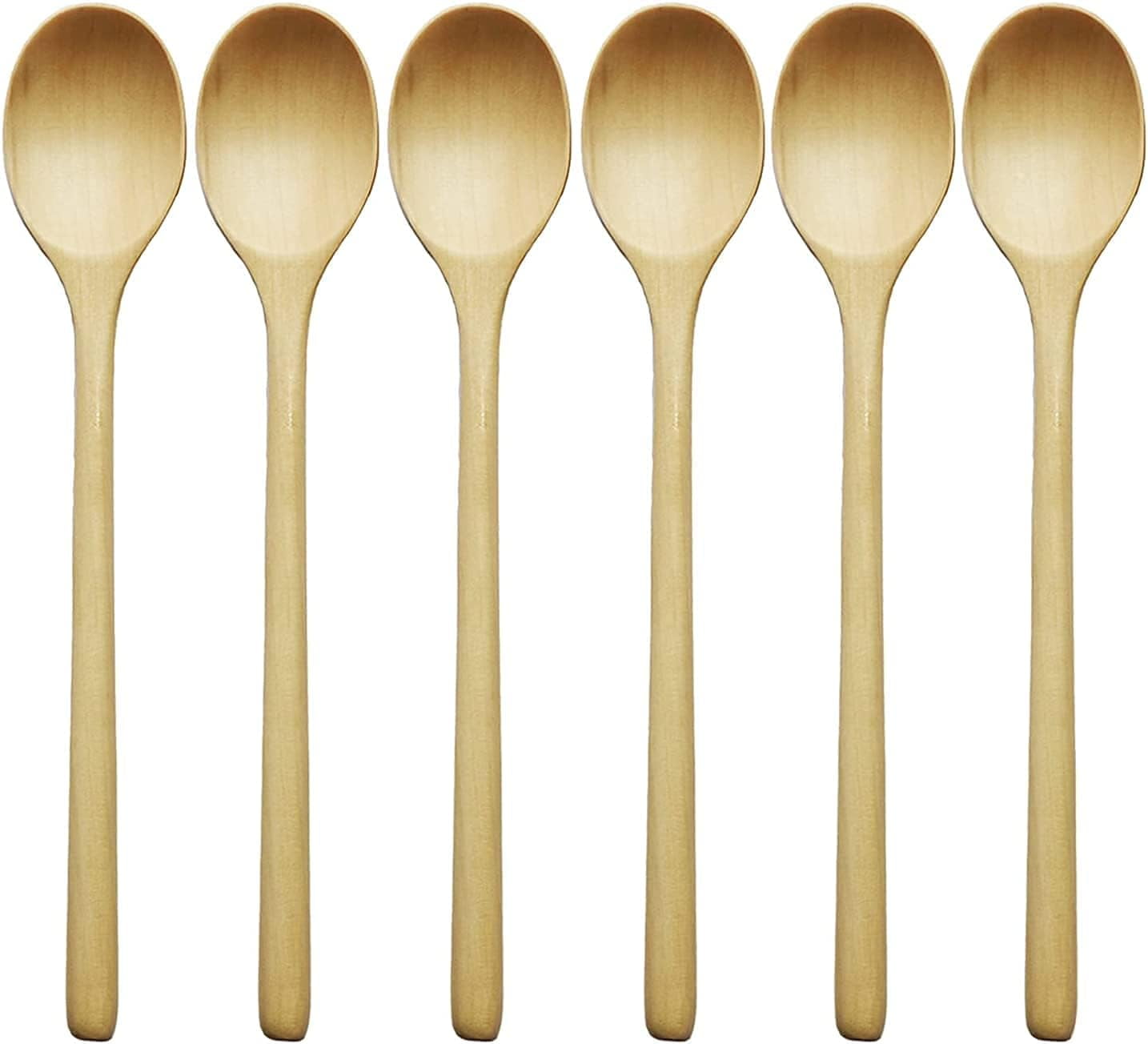 Wooden Spoons, 6 Pieces 9 Inch Wood Soup Spoons for Eating Mixing ...