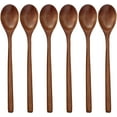 Wooden Spoons, 6 Pieces 9 Inch Wood Soup Spoons for Eating Mixing ...