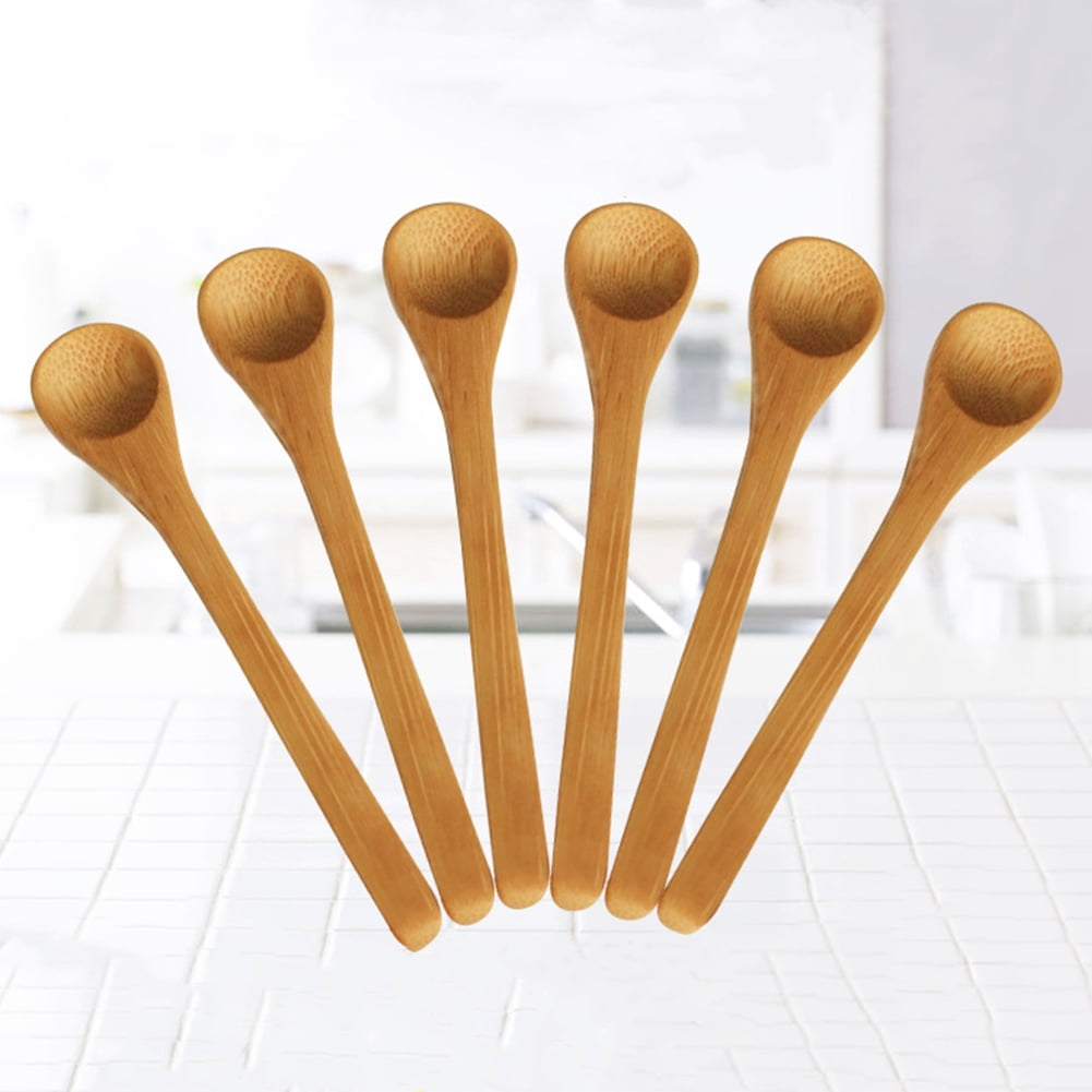 Wooden Spoons, 6 Pieces Wood Soup Spoons for Eating Mixing Stirring ...