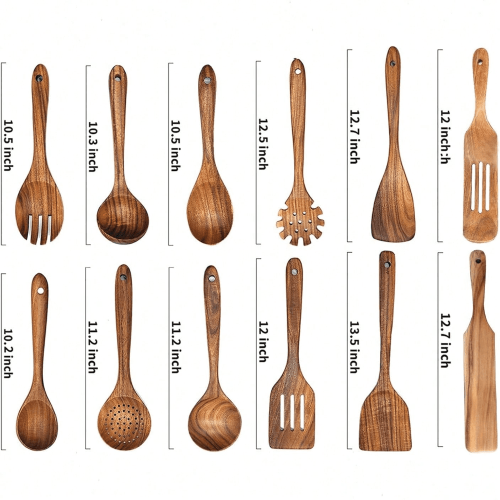 Wooden Spoons For Cooking,12 Pack Wooden Utensils For Cooking Wooden ...