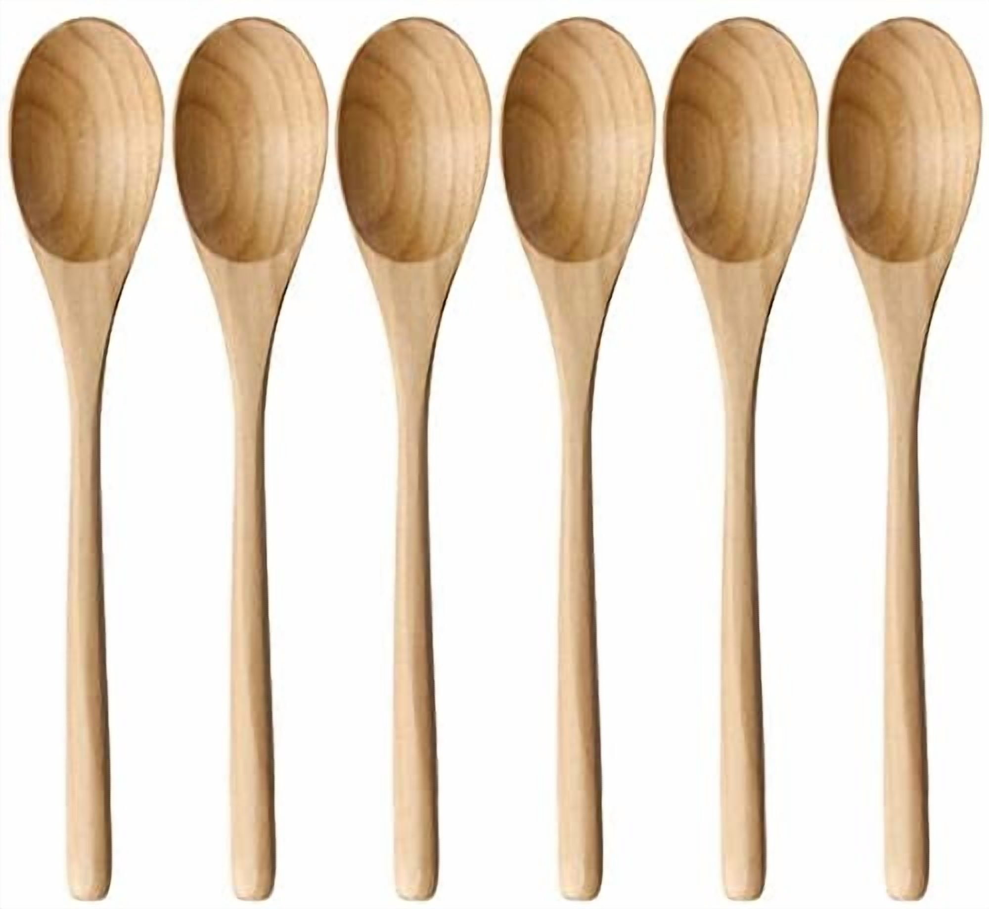 Wooden Spoons for Cooking, 9 Inches 6 Pieces Japanese Natural Ellipse ...