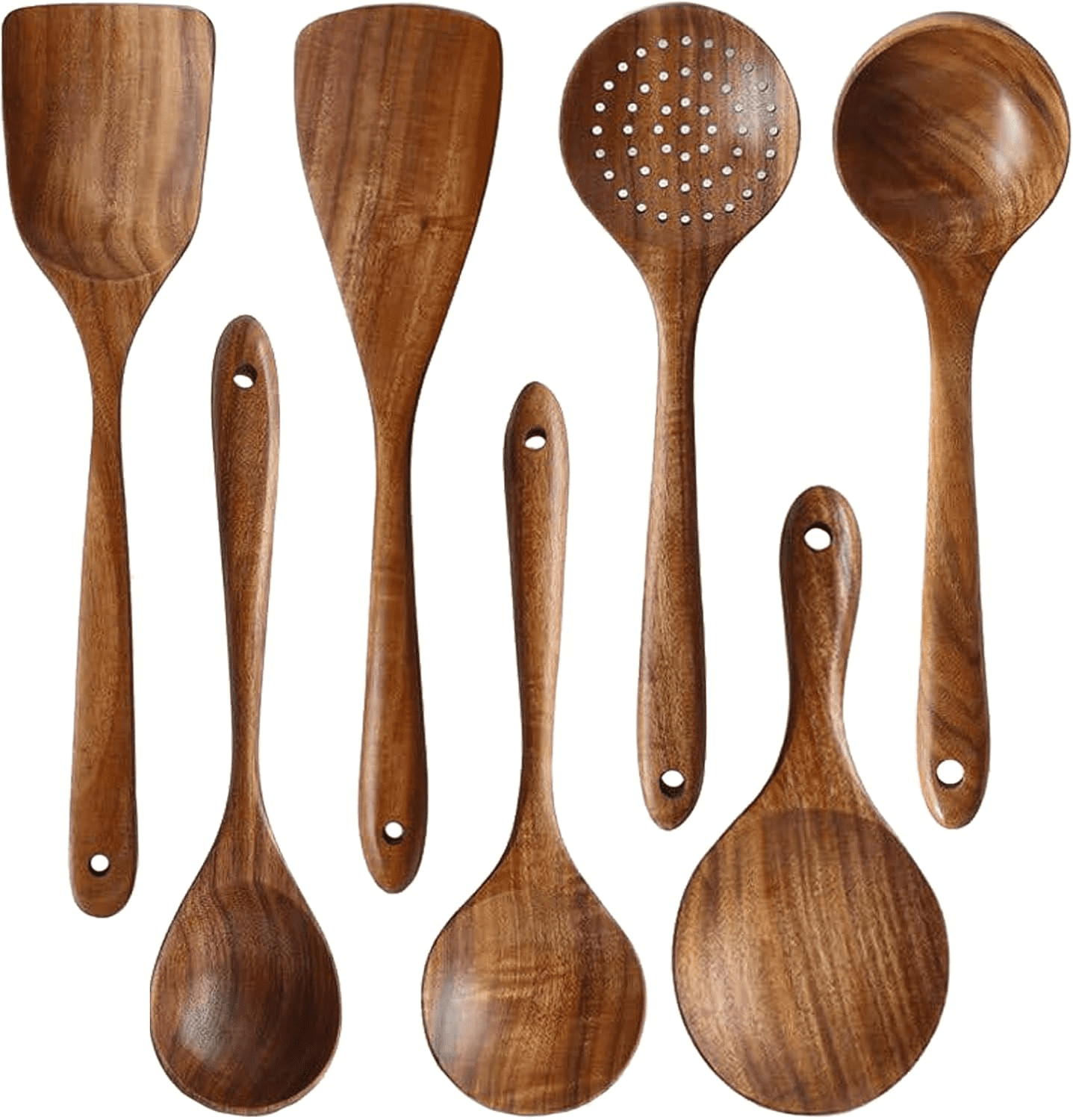 Wooden Spoons For Cooking, 7-piece Wooden Cooking Utensils Set, For Non ...