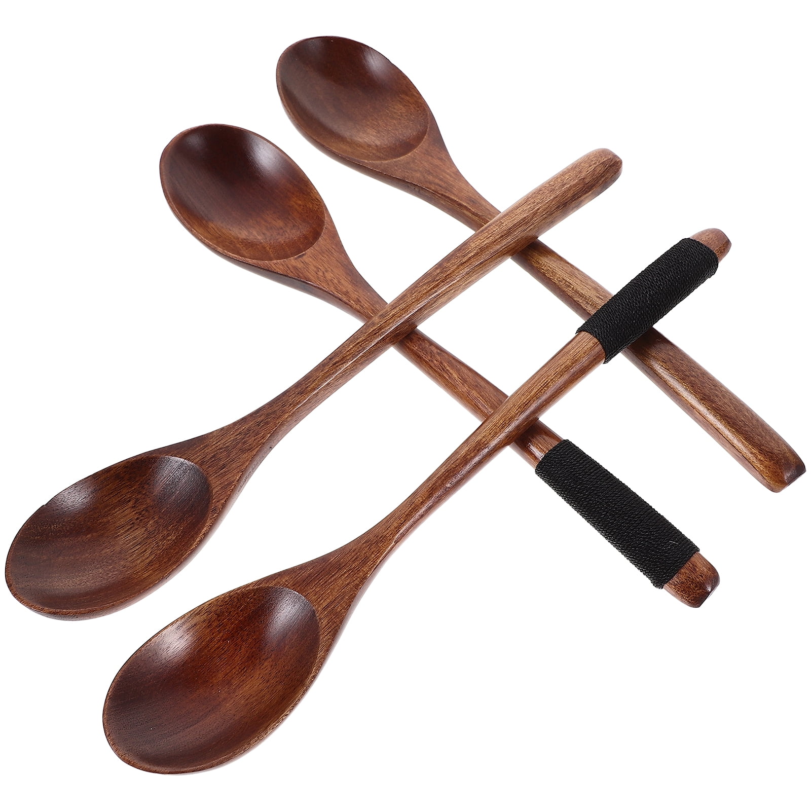 MEIBUTYUP Wooden Long Handle Spoons for Family - Natural Wood, Stylish ...