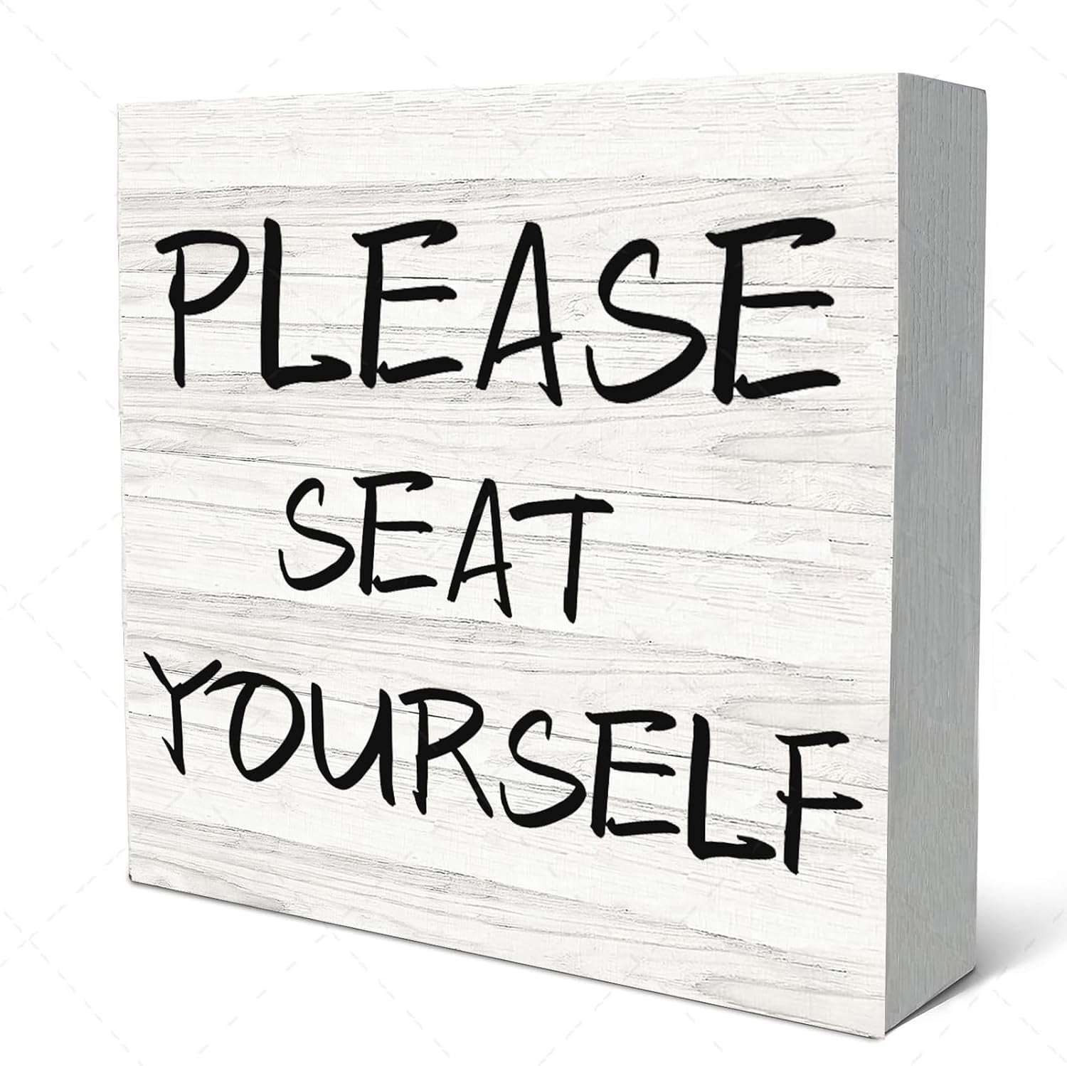 Wooden Square Box Sign Please Seat Yourself Bathroom Sign Rustic Fun ...