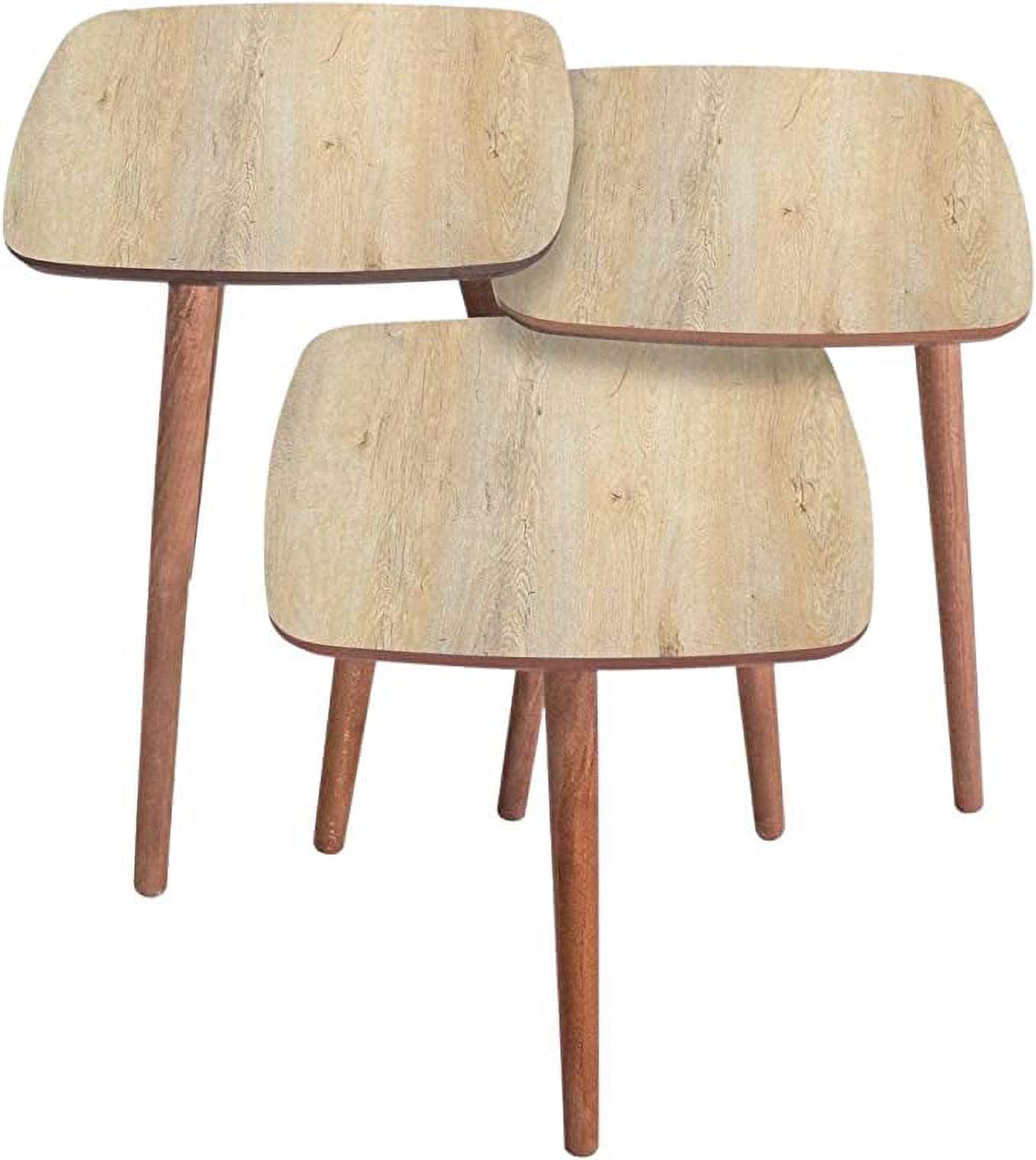 Wooden Square Coffee Table Oak, Modern 3-Piece MDF Tables Set, Turkish ...