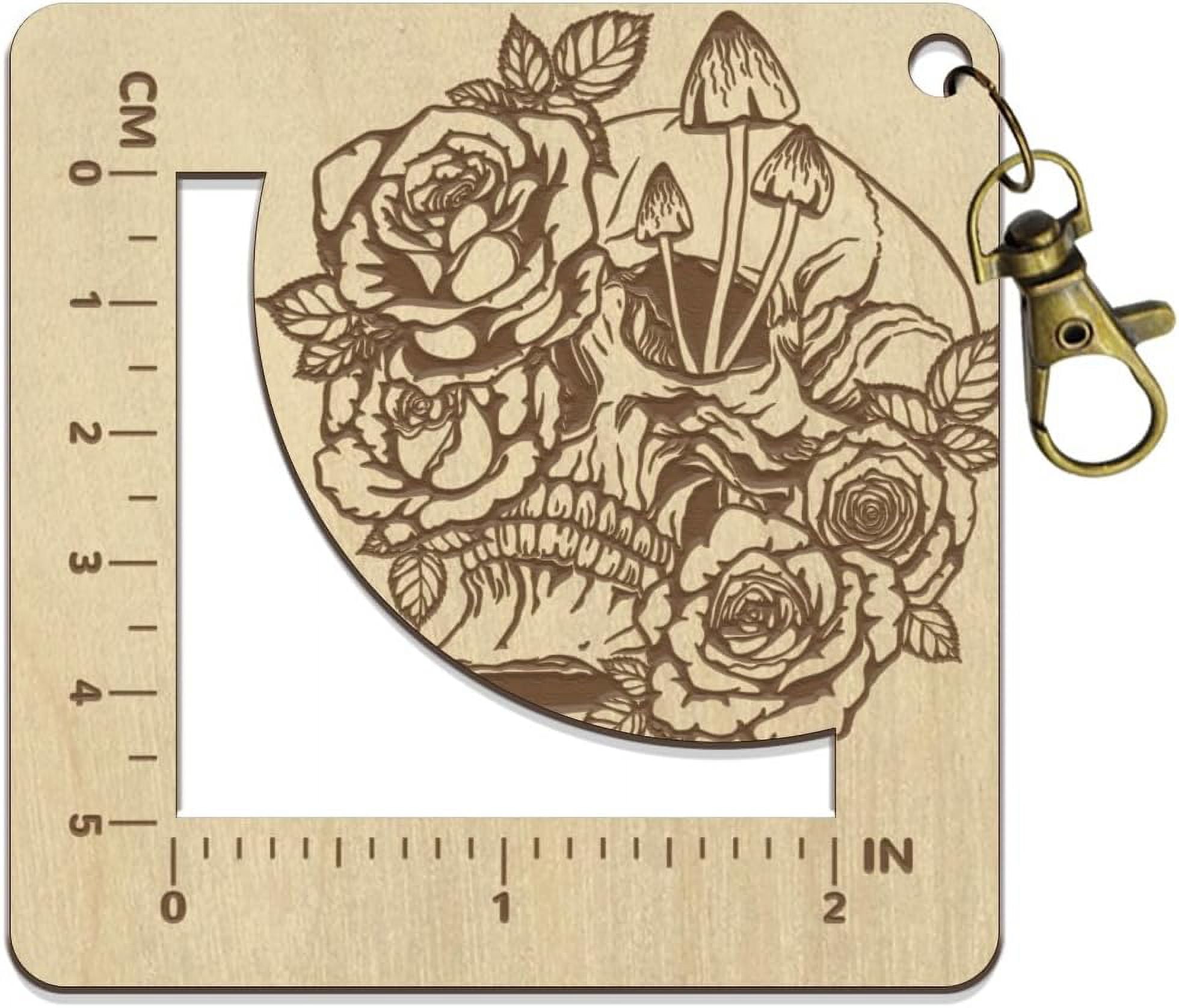 Wooden Square Frame Crochet Ruler Knitting Needle Gauge Skull 7.6x7.6x0 ...