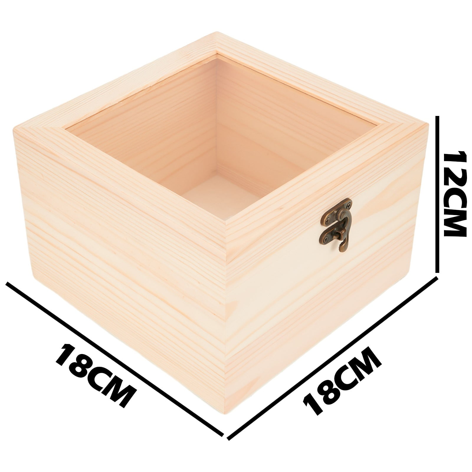 Wooden Square Hinged Storage Boxes Craft Gift Storage Container Dust ...