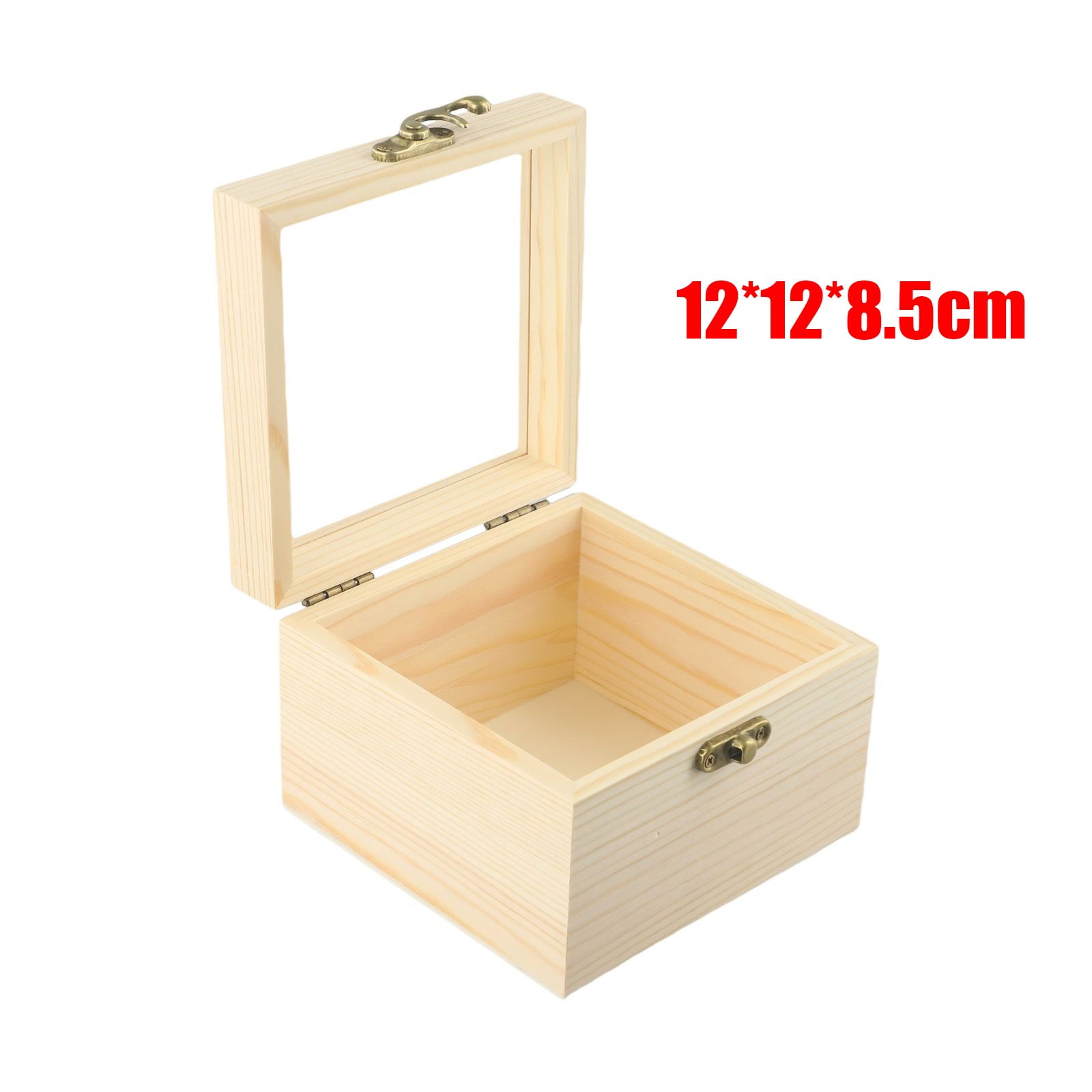 Wooden Square Hinged Storage Boxes Craft Gift Storage Container Dust ...