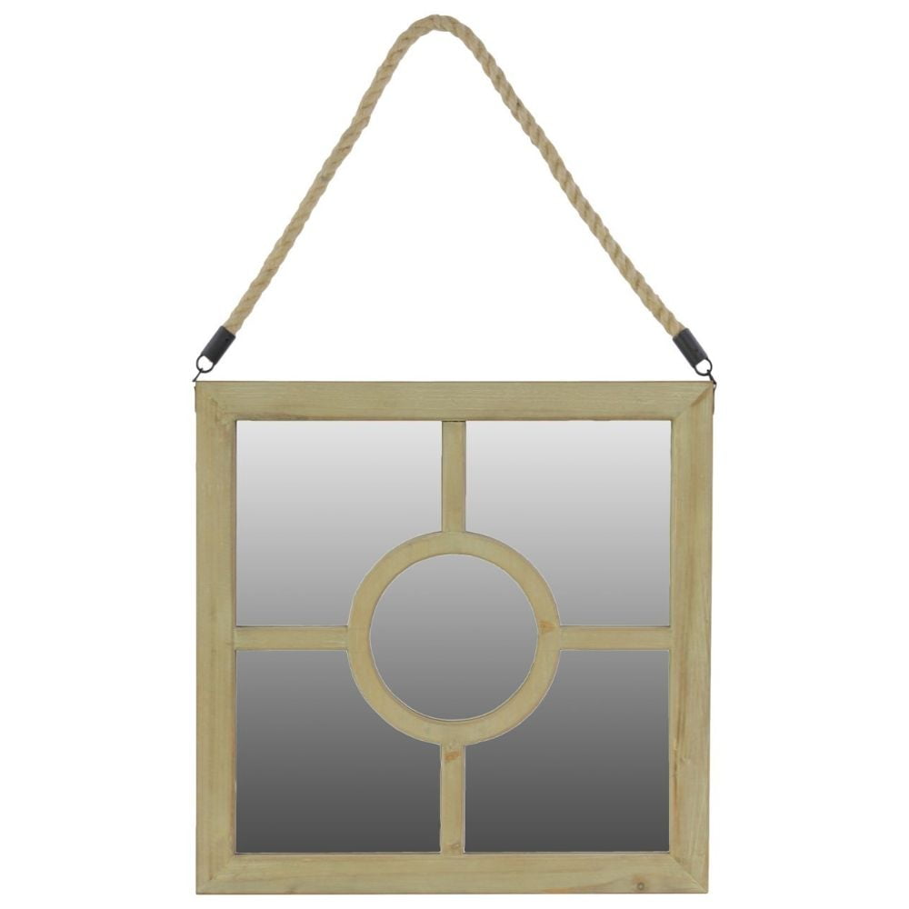 Wooden Square Mirror With Rope Hanger - Brown - Walmart.com