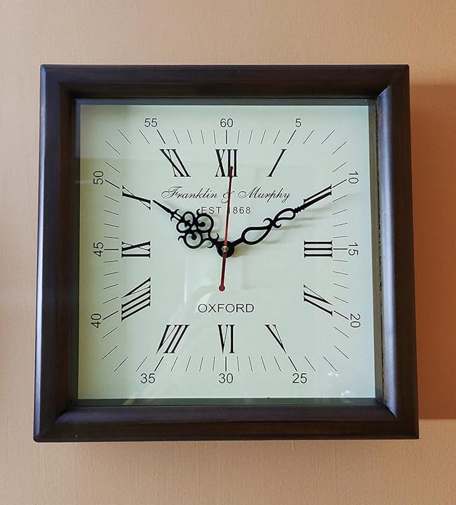 Wooden Square Wall Clock/Handmade 12 inch Size for Home Office ...