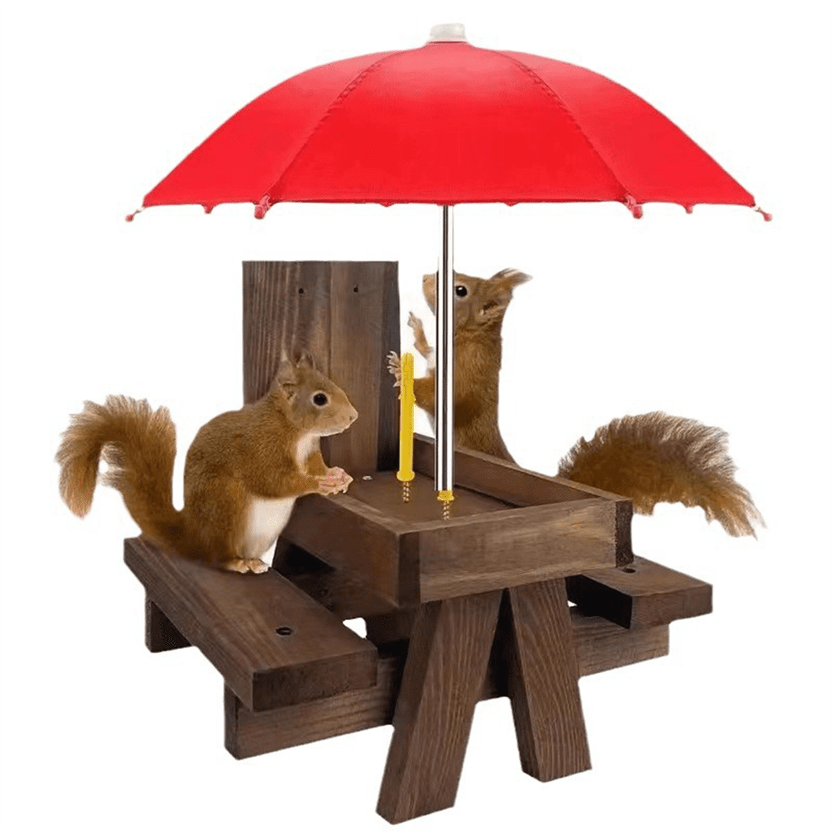 Wooden Squirrel Feeder Bird Pet Dining Table Bench Hanging Feeding ...