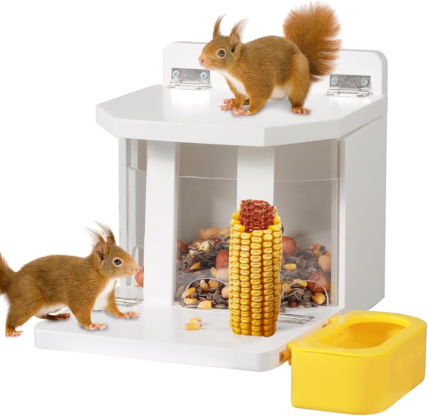 Urban Deco Fully Assembled Wooden Squirrel Feeder with Water Bowl ...