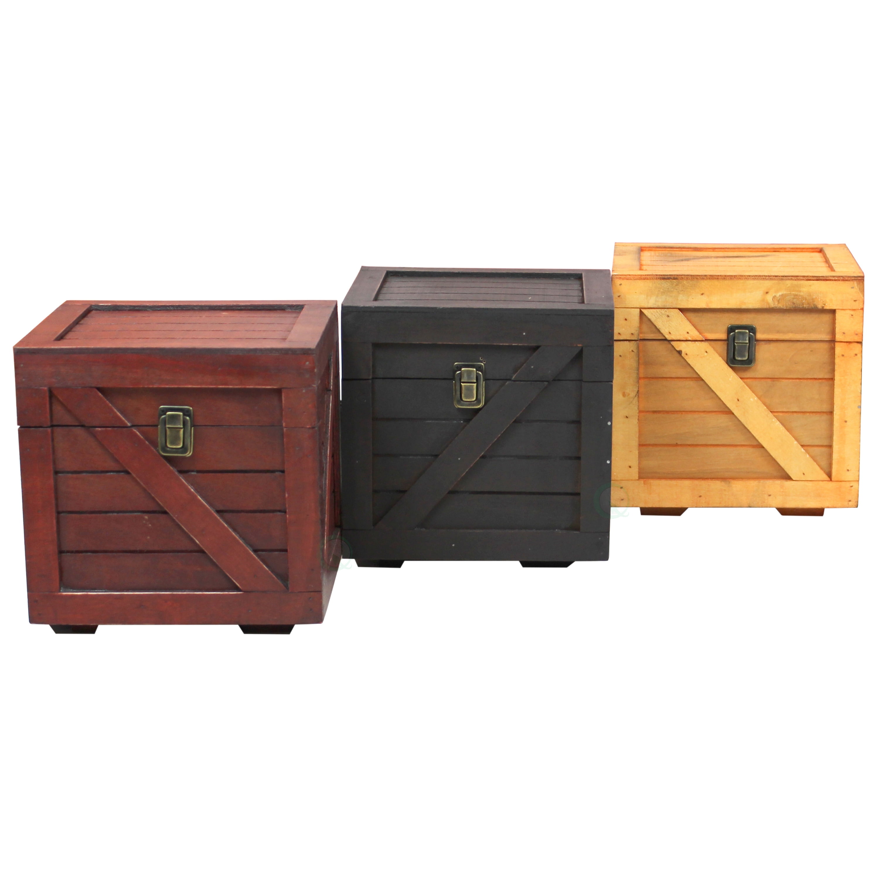 Wooden Stackable Treasure Chest Cargo Crate Style, Light Brown ...