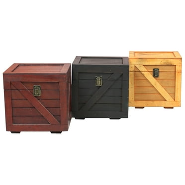 Stackable Wooden Cargo Crate Style Storage Chest - Walmart.com