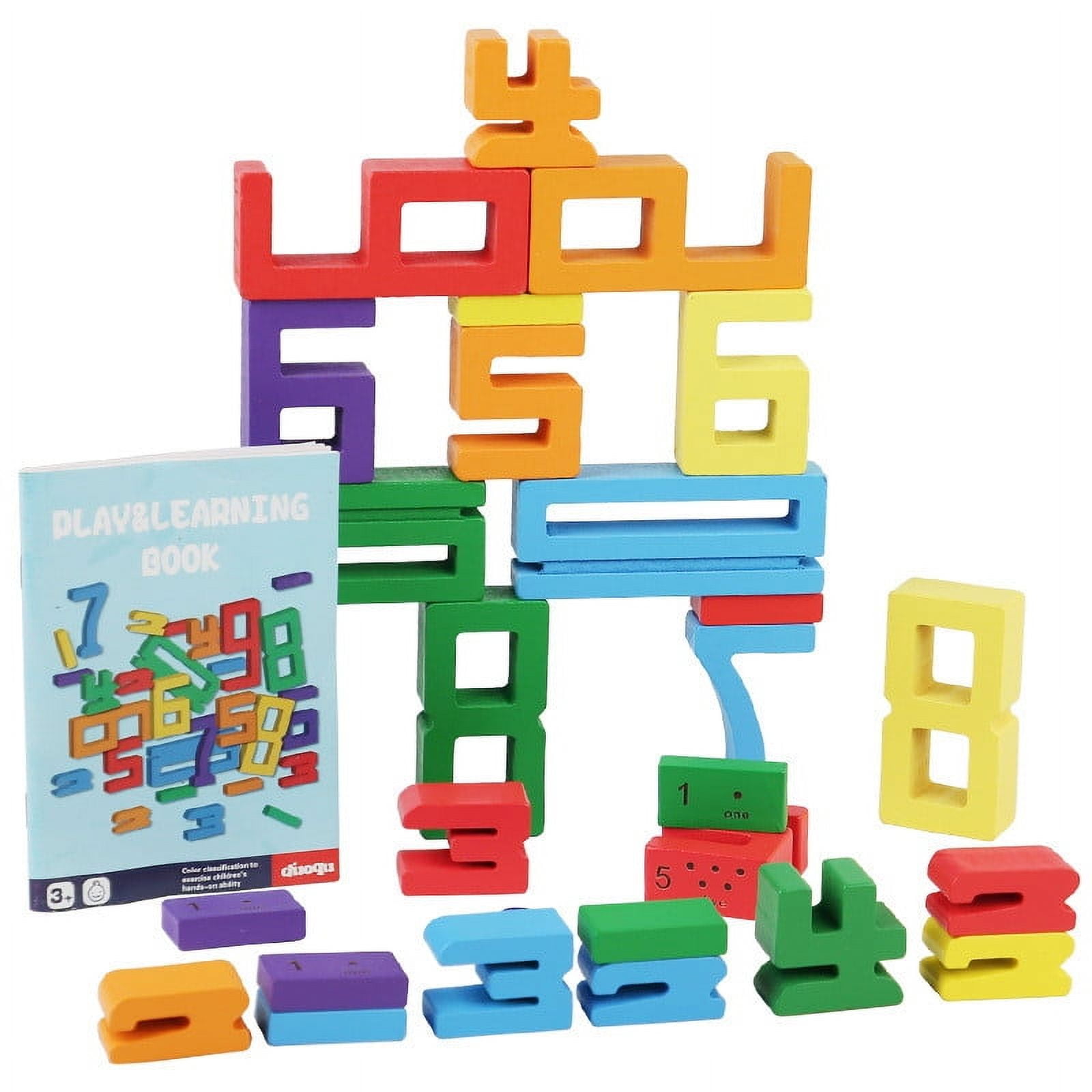 Wooden Stacking Building Number Blocks - Montessori Large Wooden Blocks ...