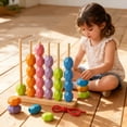 Wooden Stacking Counting Abacus for Kids, Montessori Educational Bead ...
