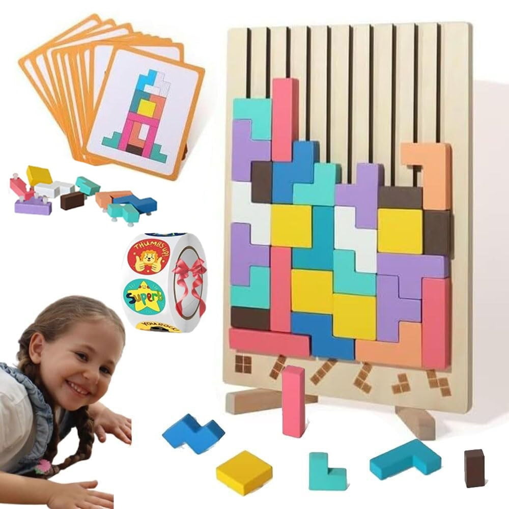 Wooden Stacking Puzzle Toy 3D Montessori-Inspired Brain Teaser, Eco ...
