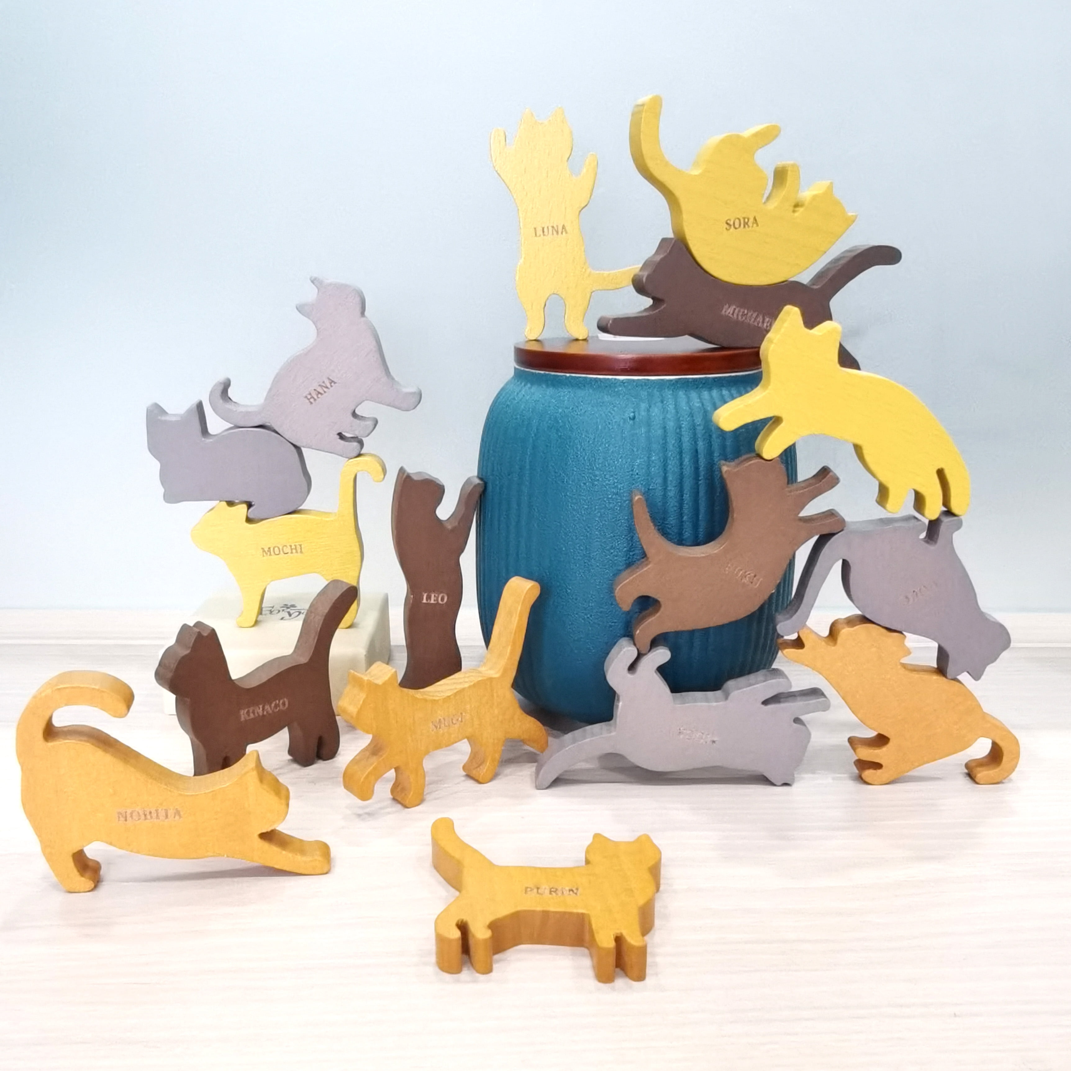 BEACENOV Wooden Stacking Toy Cats,Wooden Toys for Toddler Kids,Gift for ...