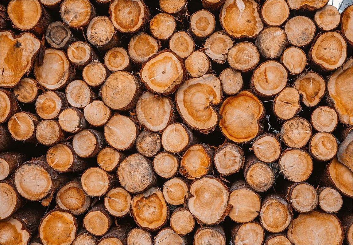 Wooden Stake Backdrop Rustic Chopped Wood Stacked Vintage Timber Photographic Background ...