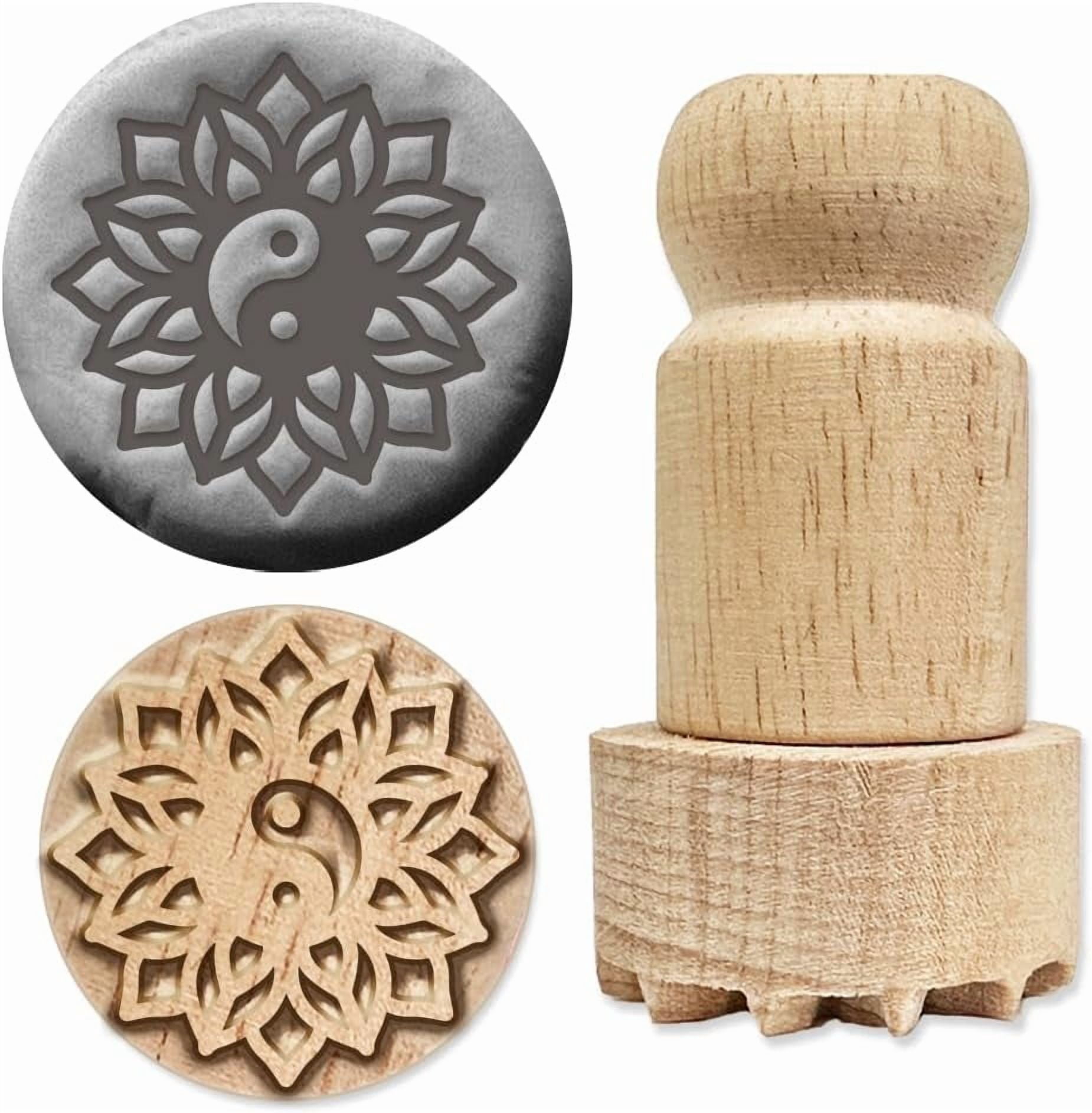 Wooden Stamps 1 inch Tai Chi Mandala Round Stamp Wooden Clay Stamp ...