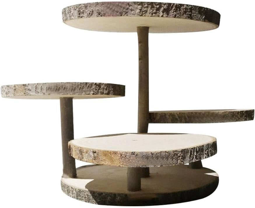 Wooden Stand, 4 Tier Tower Stand, Rustic Wood Slice Cake Stand, Display ...