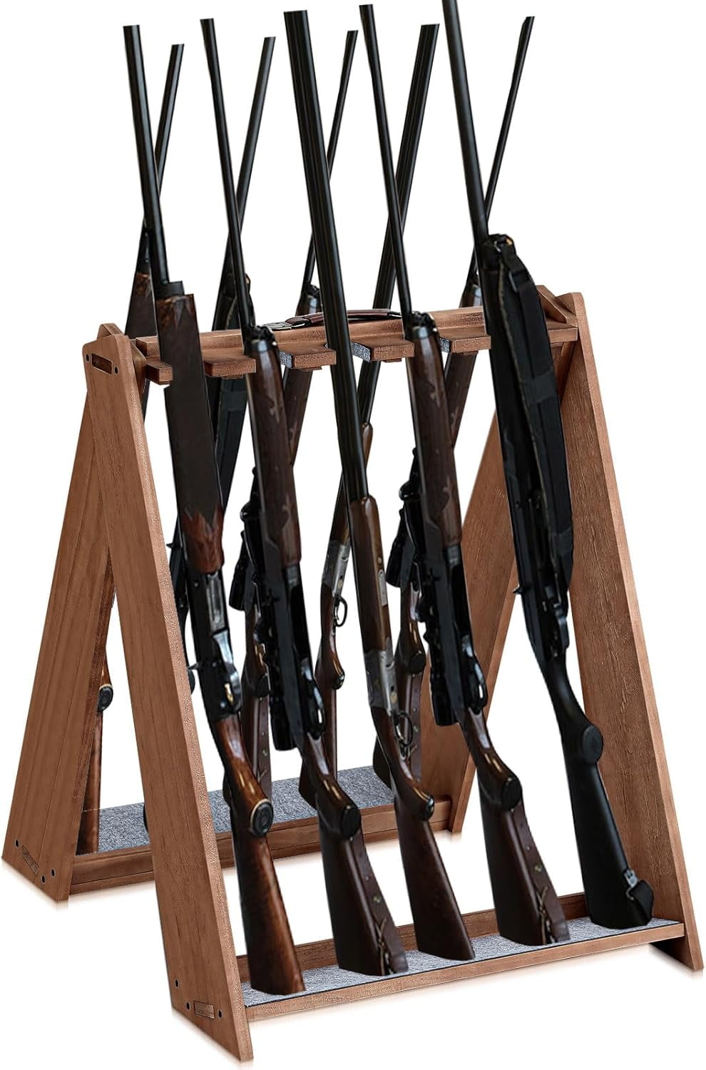 Wooden Standing Gun Racks Portable 10 Gun Weatherproof Gun Storage Rack ...