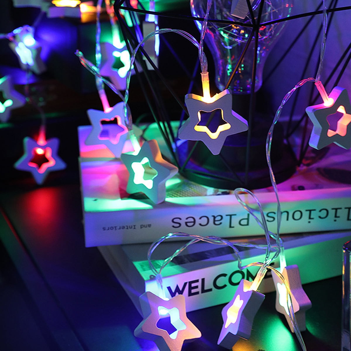 Wooden Star Fairy String Light Valentine's Day Star Shaped String Light ...