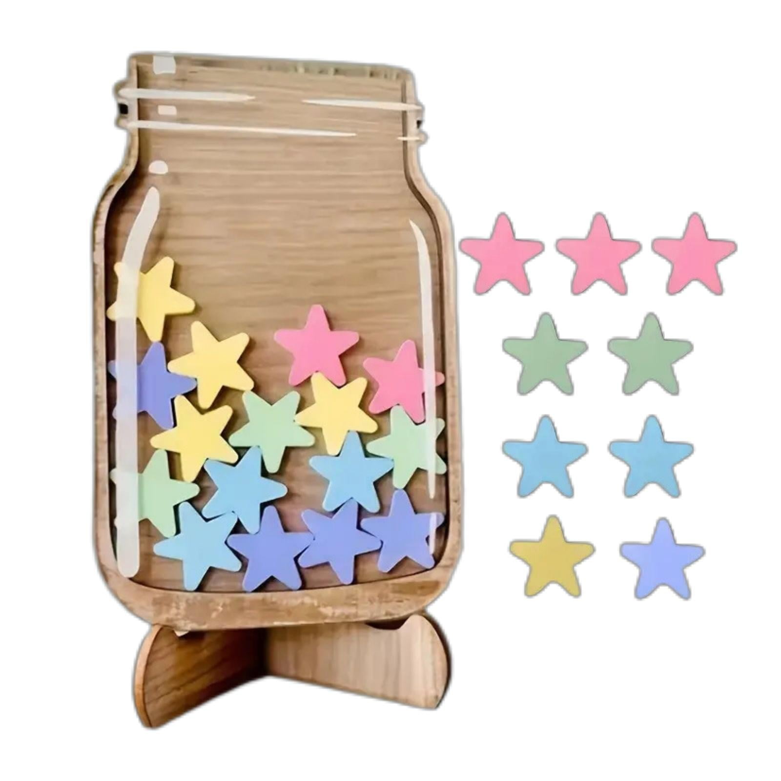Wooden Star Jar - Desktop Decorative Collectible for Trinkets Memories ...