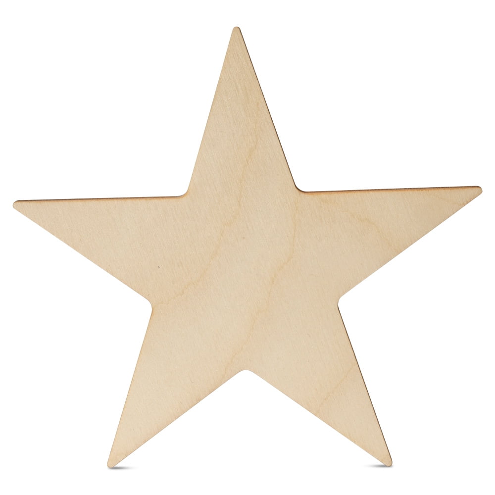 Wooden Star Shapes, 6 Inch Large Patriotic Natural Wood Cutouts, Bag of ...