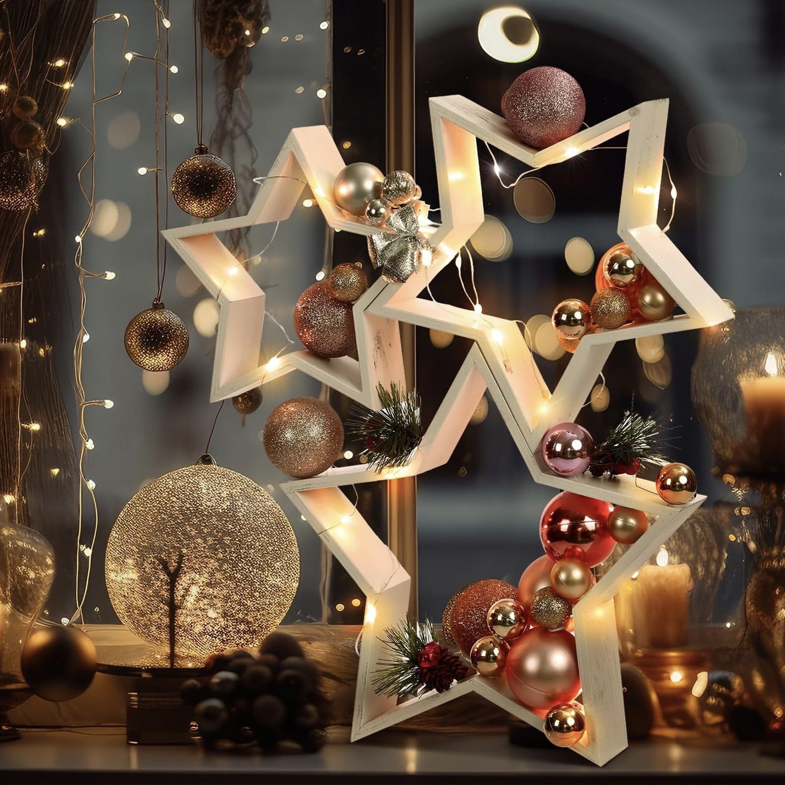 Wooden Star Tabletop Centerpiece Sign, Coffee Table Decor, 2025 Shelf ...
