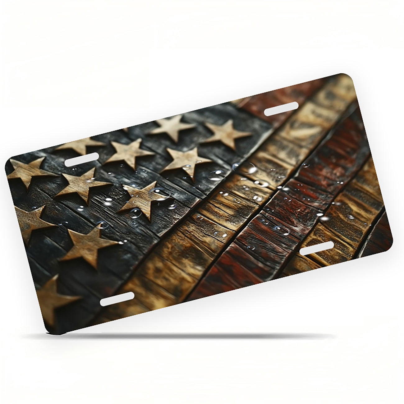 Wooden Star spangled Pattern Front License Plate, Metal License Plate ...
