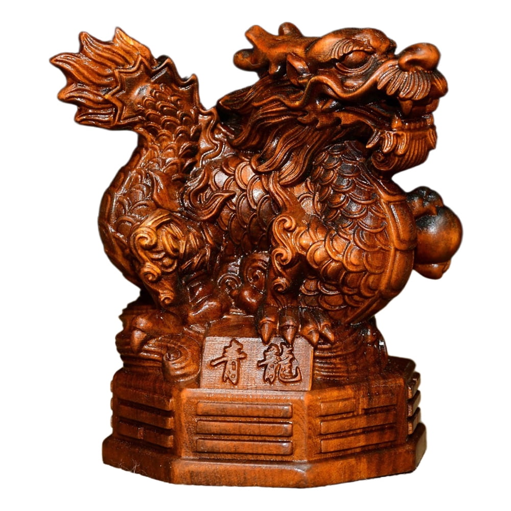 Wooden Statues For Home Decor Sculpture Figurine Green Azure Dragon ...