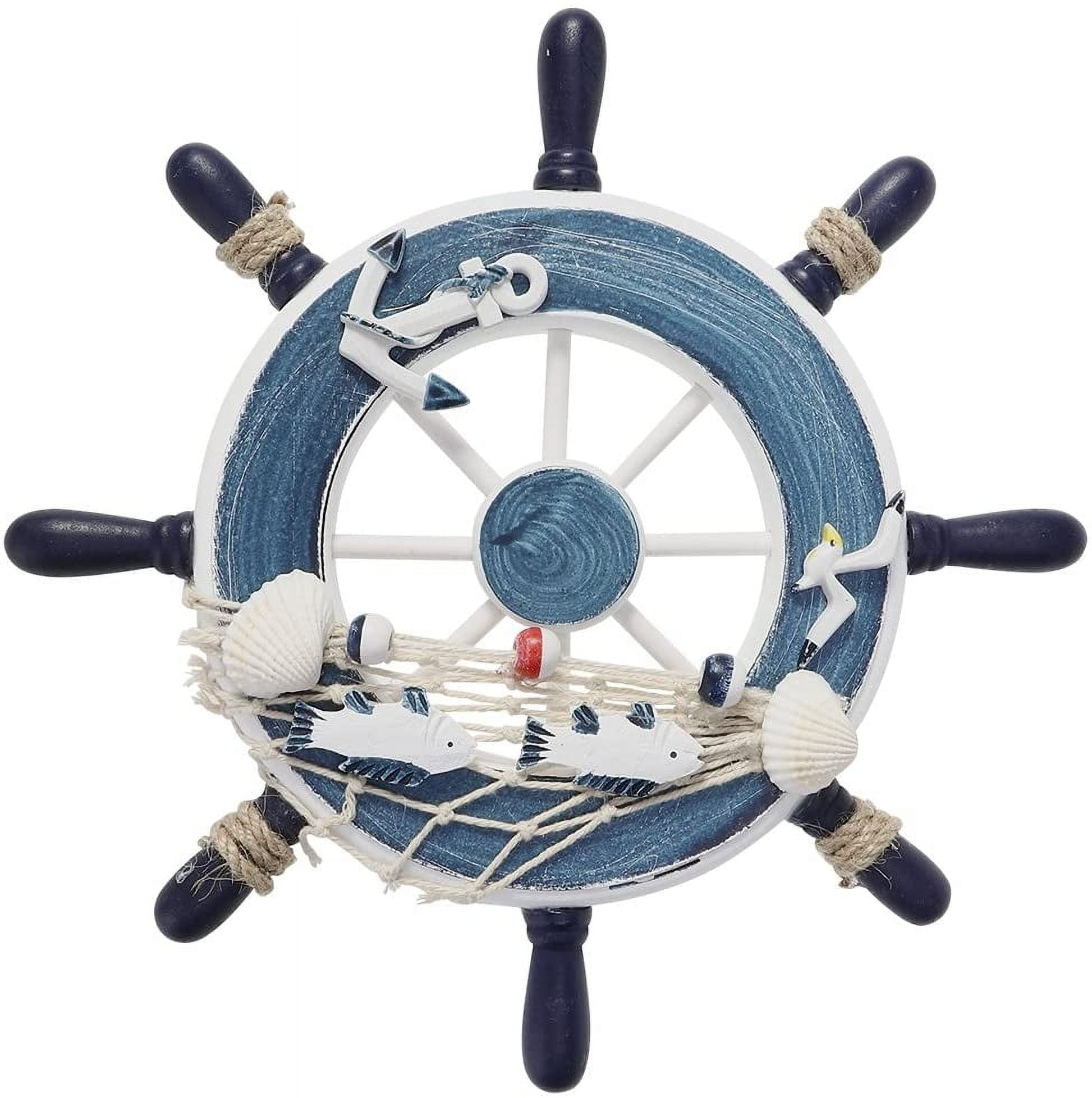 Wooden Steering Wheel Wall Decor - Nautical Ship Wheel Decoration ...
