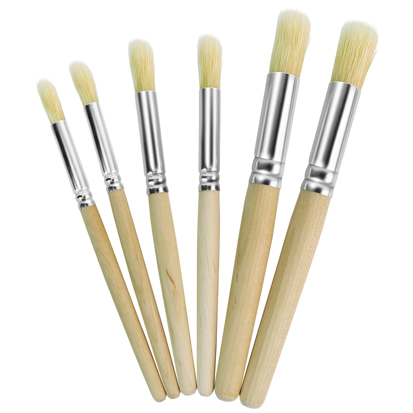 Wooden Stencil Brushes Set, AIF9 6Pcs Natural Bristle Paint Brushes ...