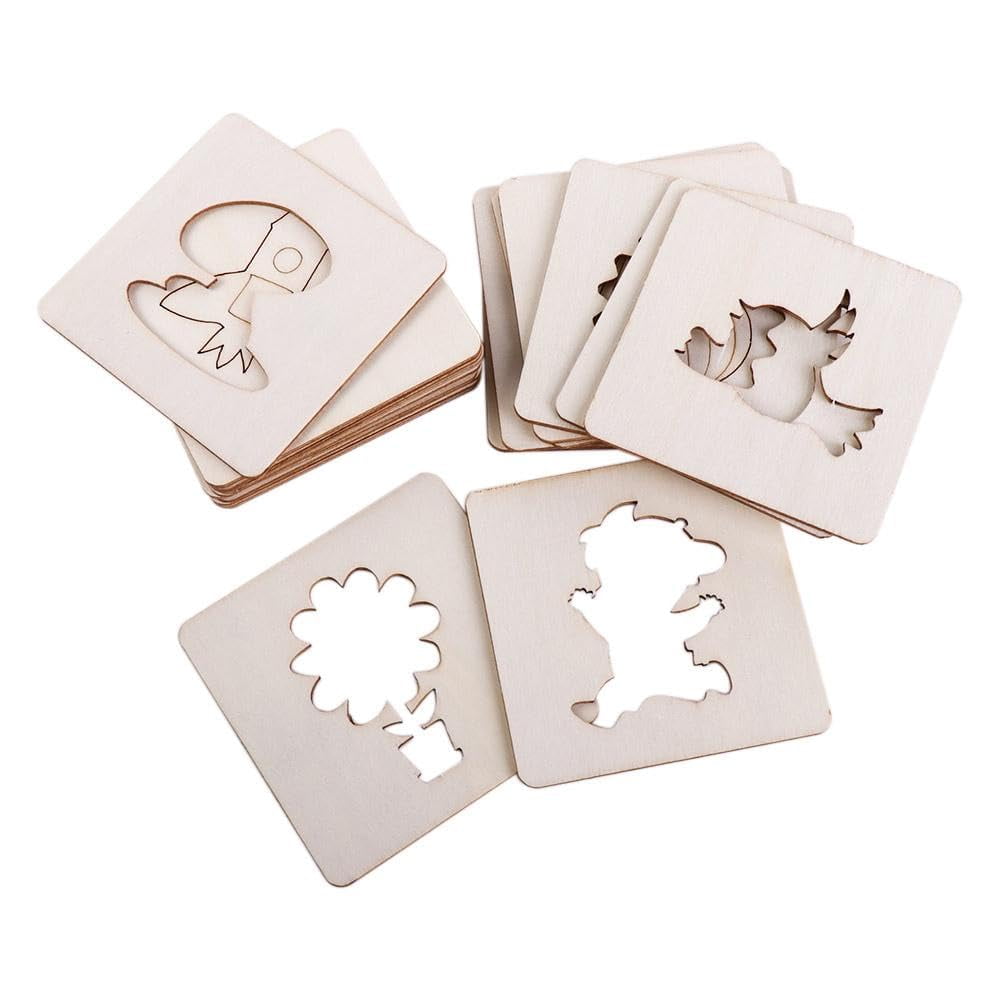 Wooden Stencil Outer Board AIF4 20 PCS Wooden Painting Stencils Drawing ...