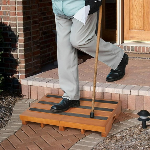 Wooden Step Stool, 3.5" One Step Non-Slip Outdoor Platform, Heavy Duty ...
